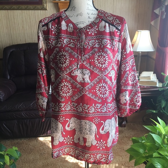 Antilia Femme | Tops | Beautiful Red Elephant Top | Poshmark